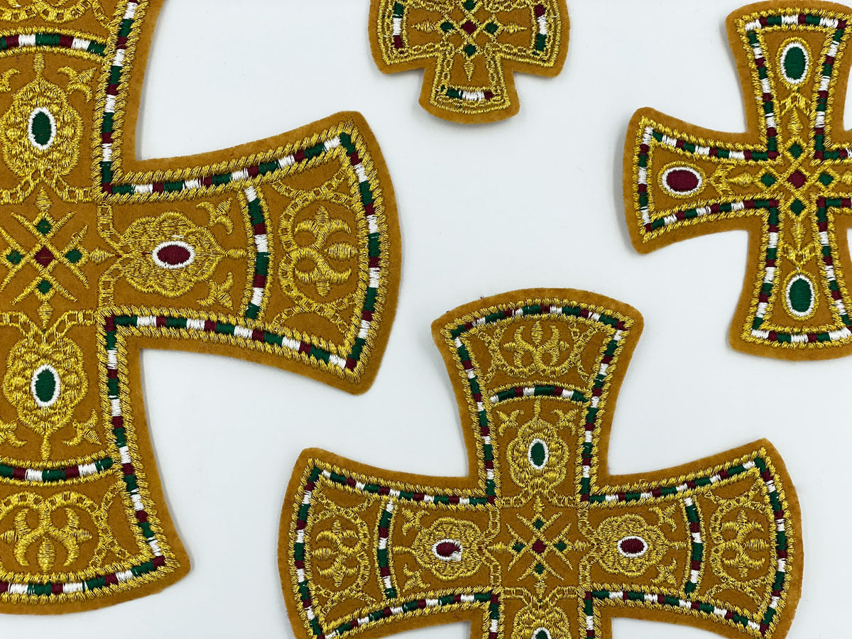 Set of embroidered crosses ‘SMALTO’ in 4 colors –Liturgical Fabrics