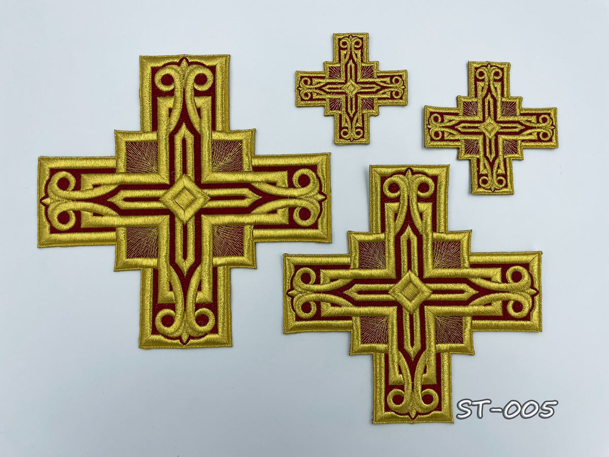 Set of embroidered crosses ST-005 in 2 colors –Liturgical Fabrics
