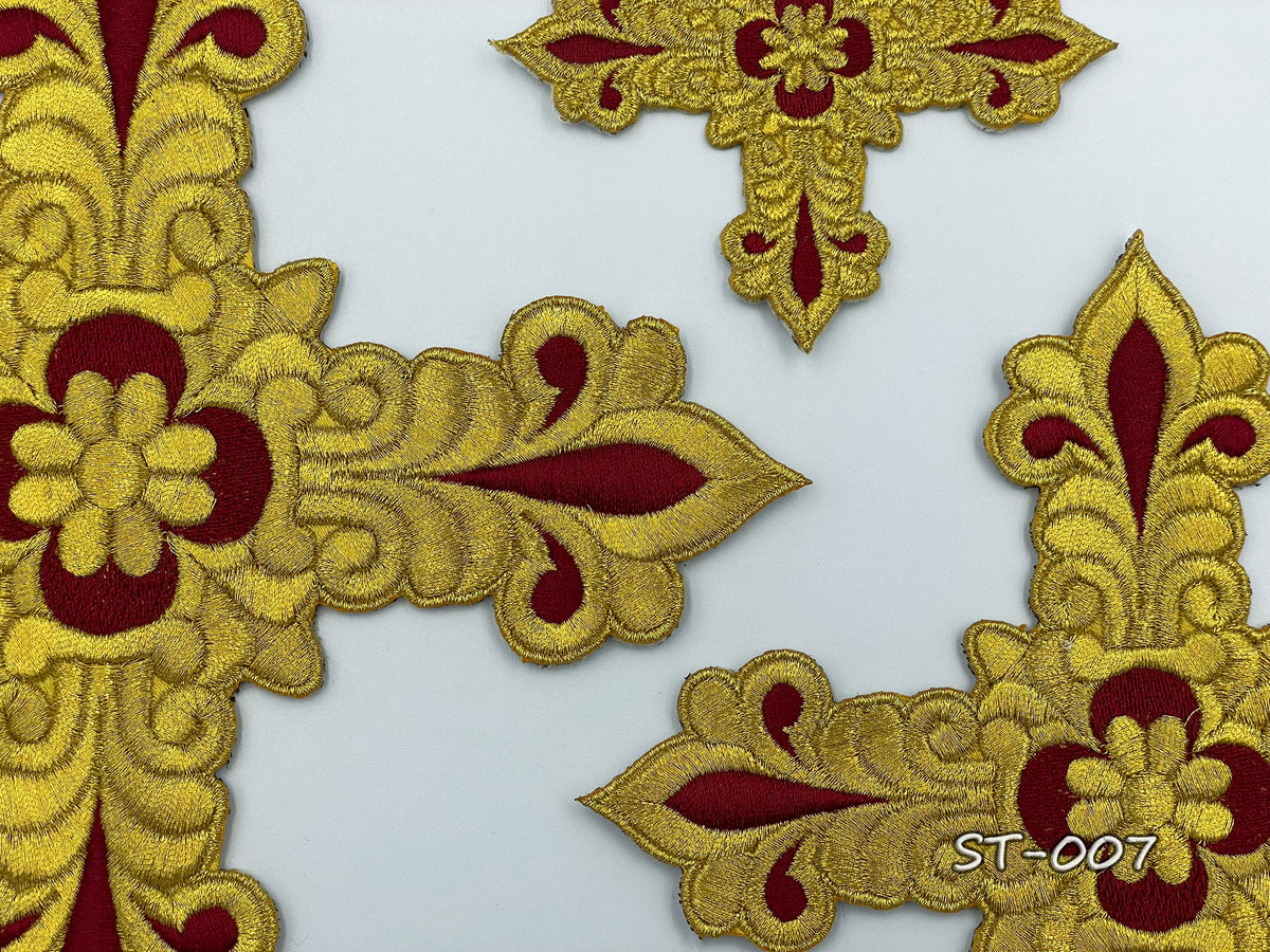 Set of embroidered crosses ST-007 in 3 colors –Liturgical Fabrics