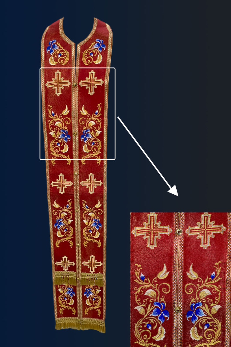 Epitrachelion with a floral pattern and crosses in 4 colors –Liturgical ...